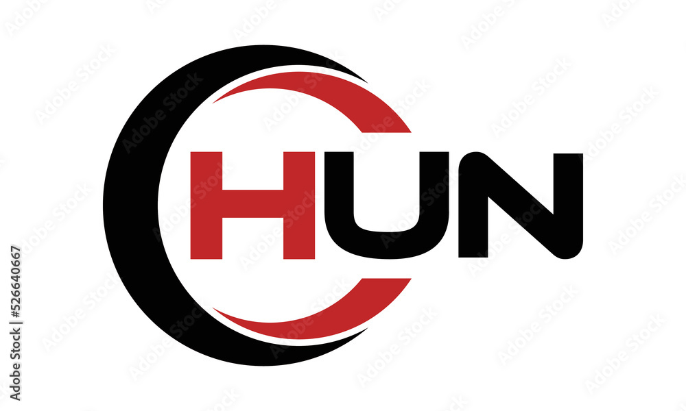 Vektorová grafika „HUN three letter swoosh logo design vector template ...