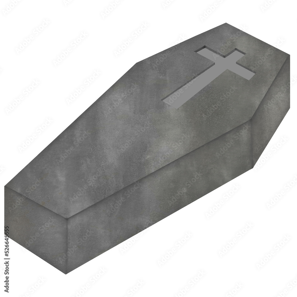 Grey stone coffin watercolor illustration ilustração do Stock | Adobe Stock