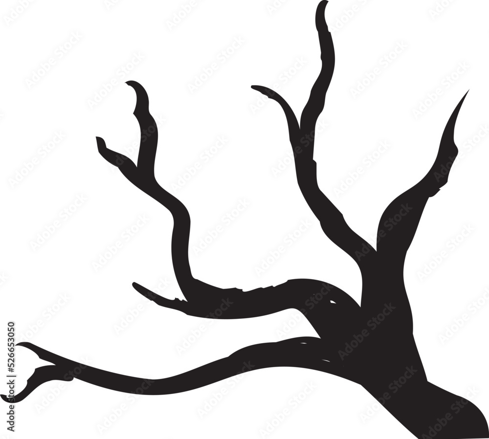 Dead Creepy Tree Branch Silhouette - Vector Illustration Stock Vector ...