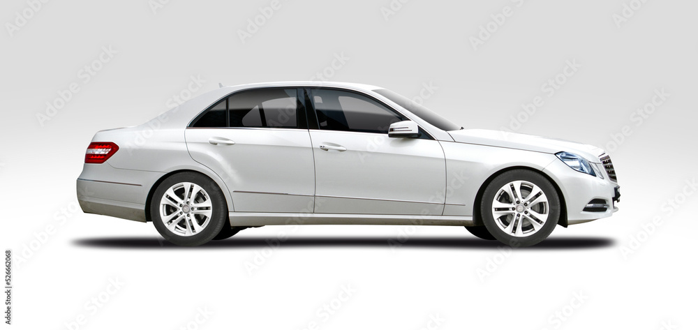 Mercedes-Benz CLS, side view isolated on white background, 29 September ...