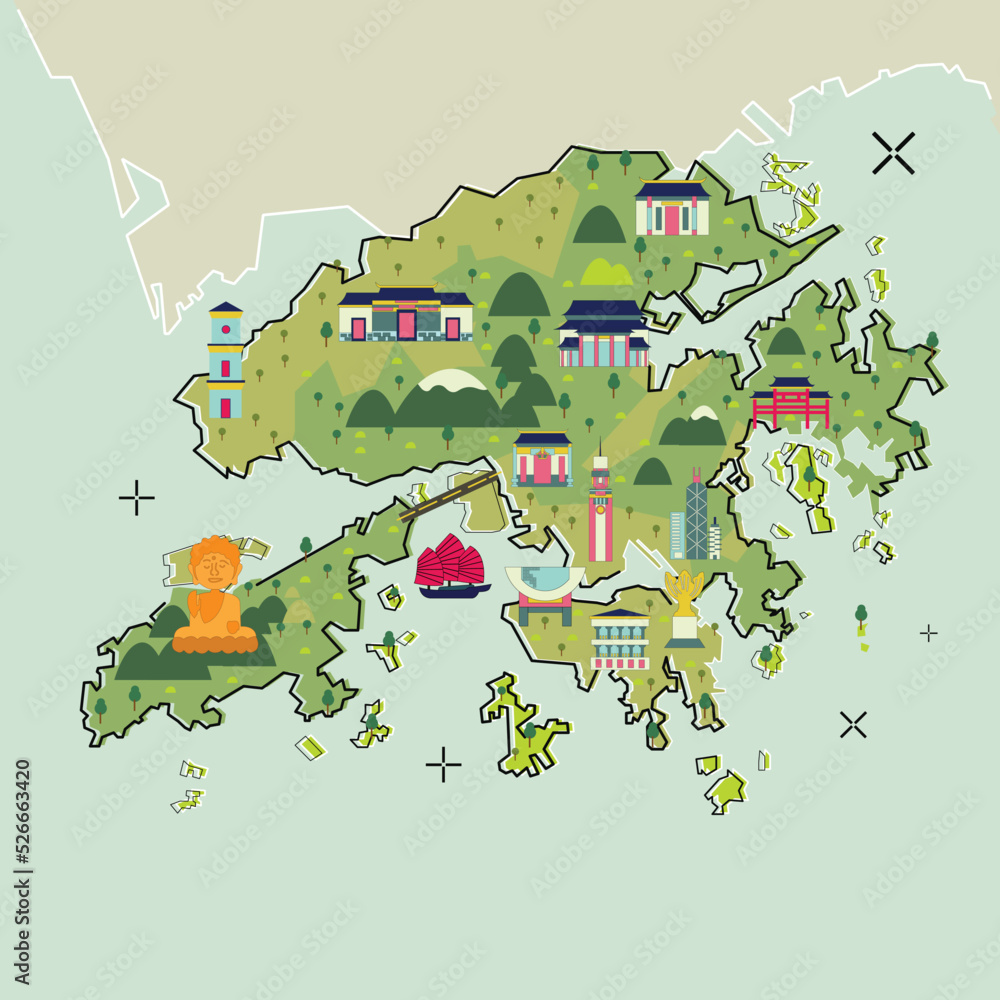 hongkong maps design with flat design style, hongkong is a city and a ...