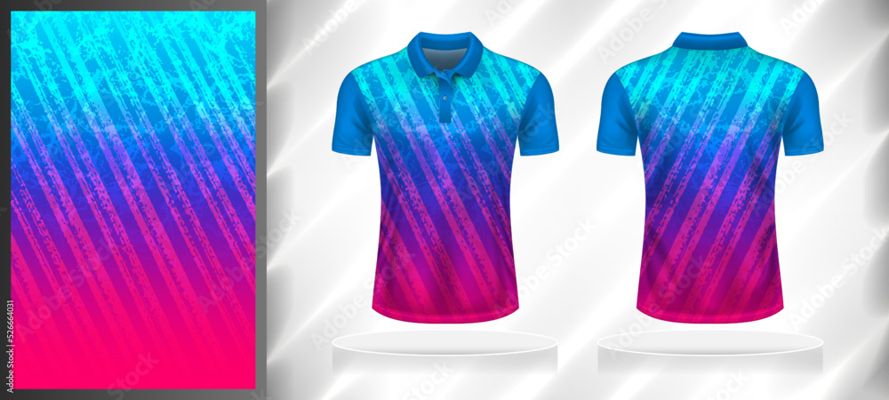 Vector sport pattern design template for Polo T-shirt front and back ...