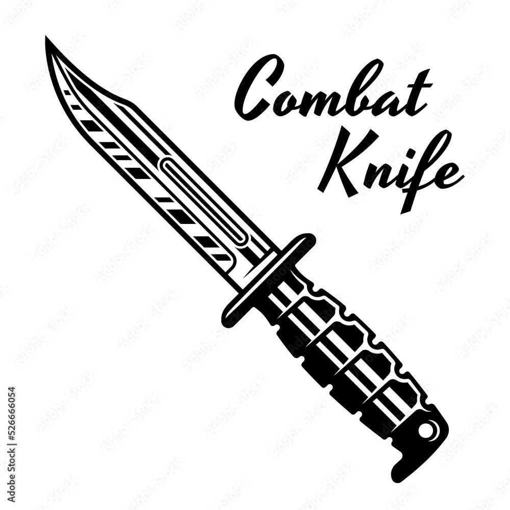 Combat knife vector illustration in vintage monochrome style isolated ...