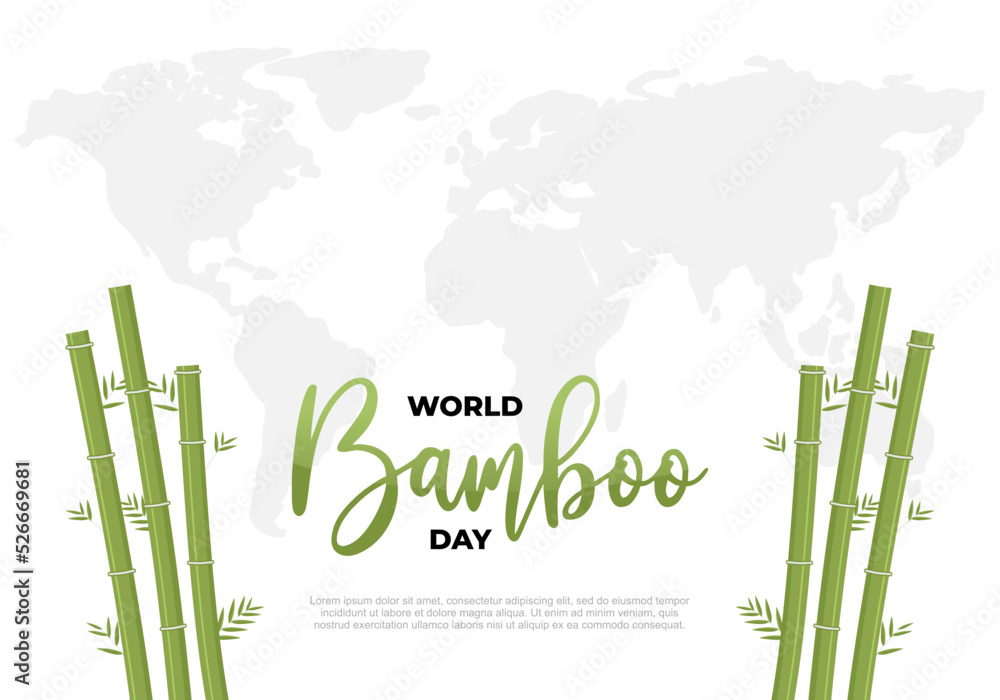 World bamboo day background banner poster with earth map and bamboo on ...