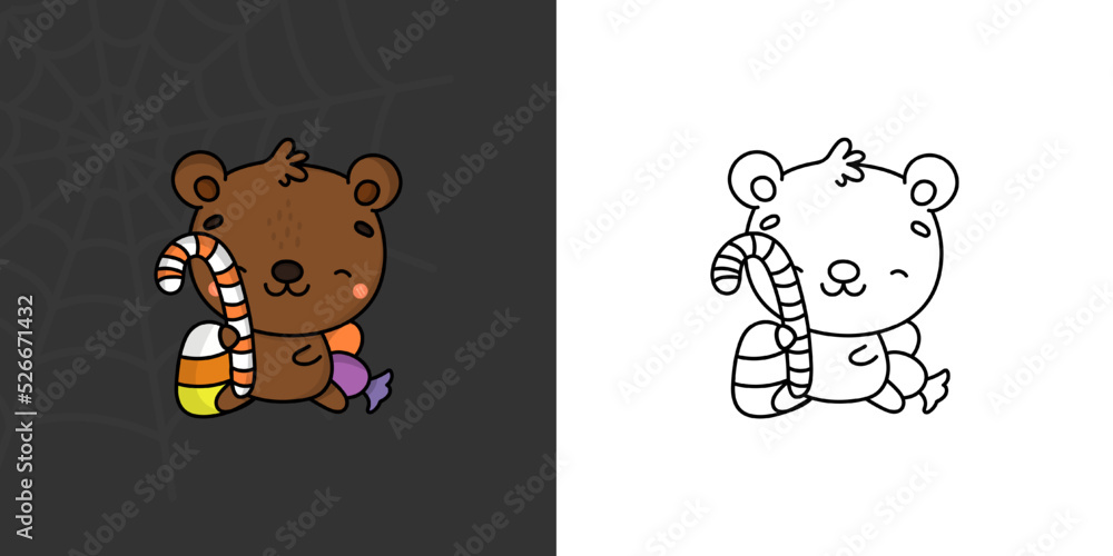 Halloween Brown Bear Clipart for Coloring Page and Illustration ...