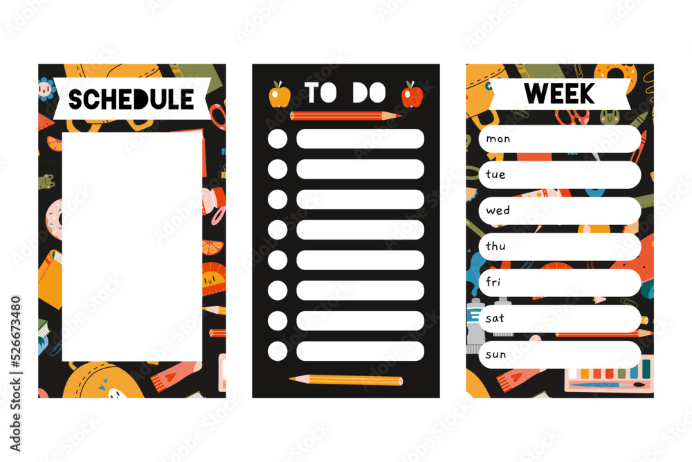 Trendy editable weekly planner, schedule and to do list, school theme ...