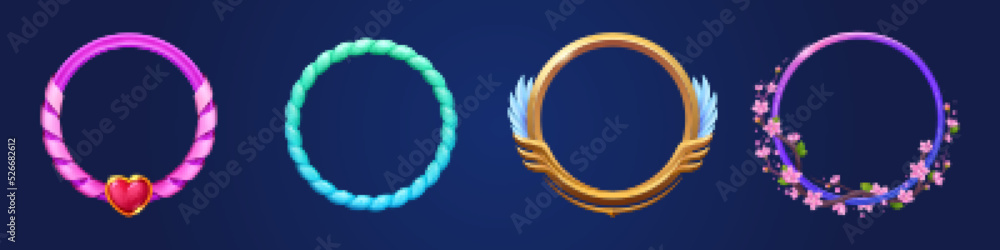 Fancy round avatar frames set isolated on background. Vector ...