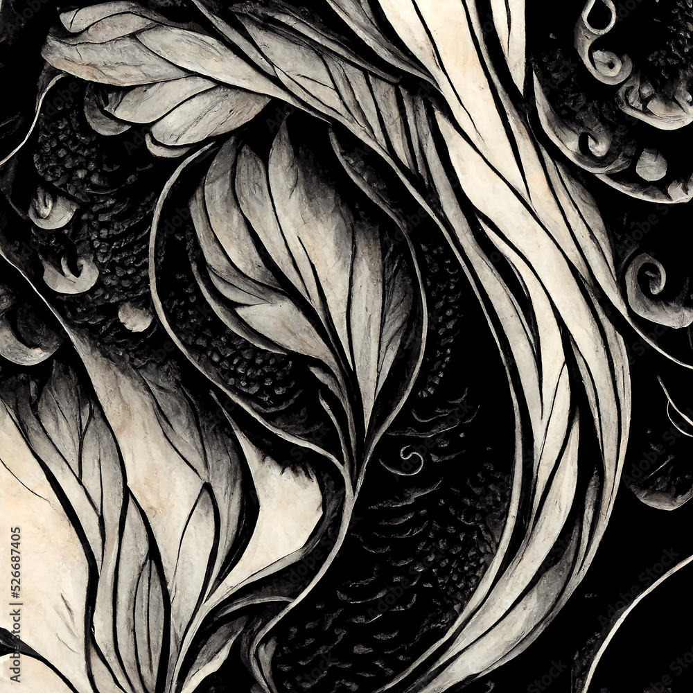 maori tattoo on scroll, line art, ink art, black ink, clean lines ...