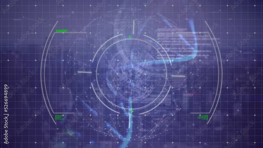 Animation of dna with clone text, hud processing, connecting dots on ...