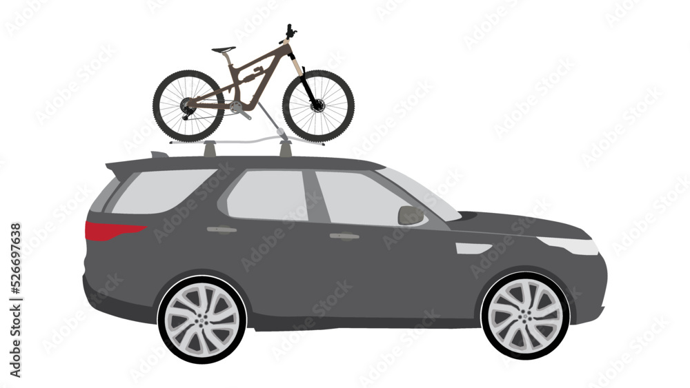 Mountain bike top of SUV car vehicle, Roof Bike Rack, Roof Mountain Bike Rack, Mounted Rack ...