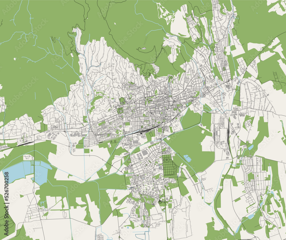 map of the city of Pecs, Hungary Stock Vector | Adobe Stock