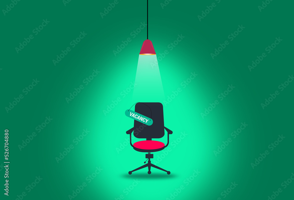 We are hiring poster or banner background. Office chair with spot light ...