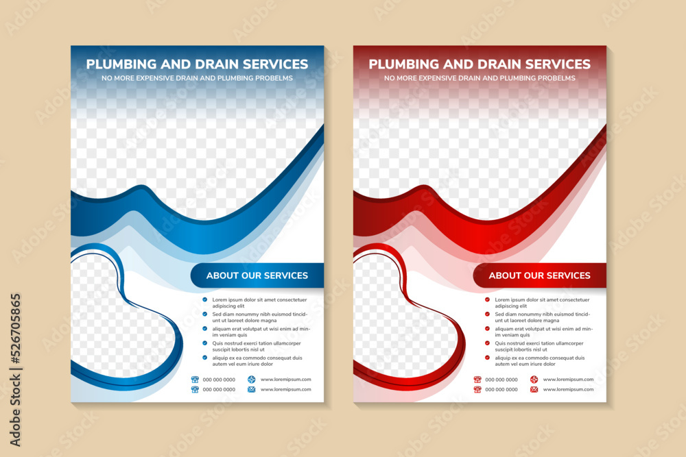 abstract flyer template design use a headline is plumbing and drain ...