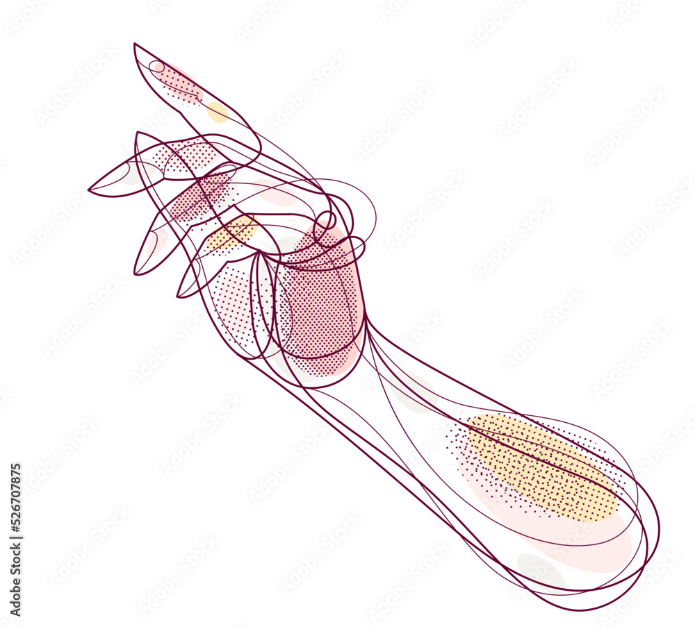 Woman hand pointing finger or pushing a button vector linear ...