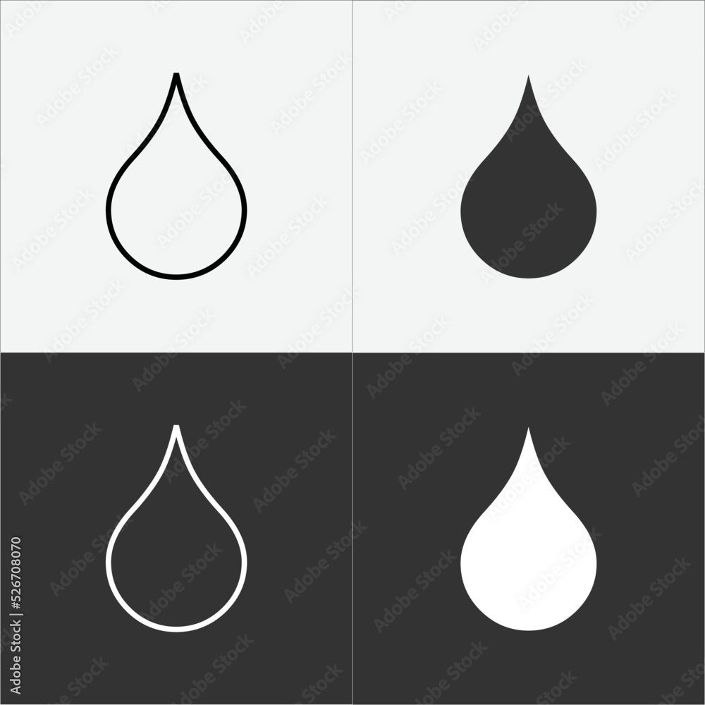 Rain drop vector icon. Two color version on black and white background ...