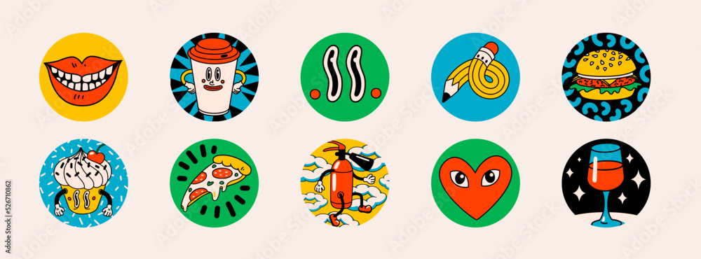 Cartoon vector abstract highlights covers for a social media stories ...