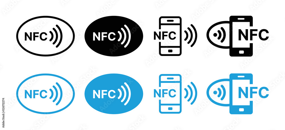 NFC icon set contactless payment with phone symbol vector illustration ...