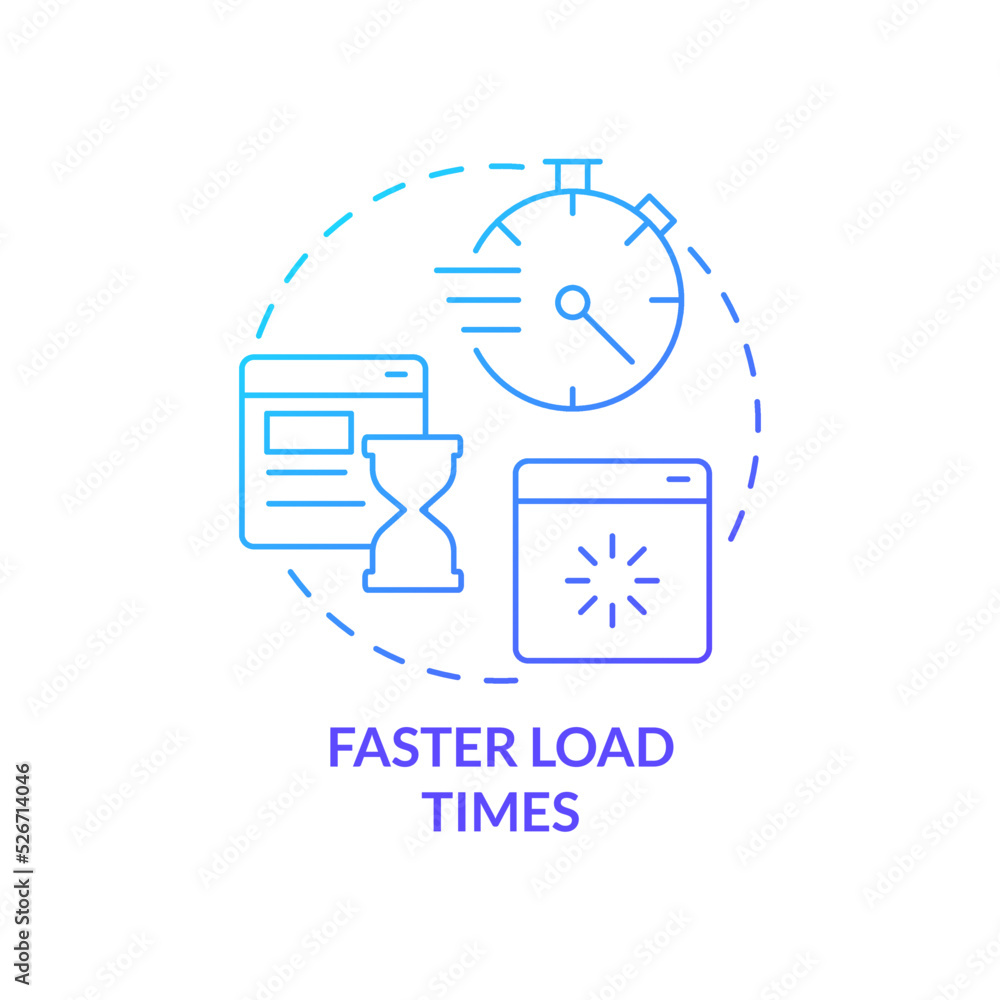 Faster load times blue gradient concept icon. Web page loading ...