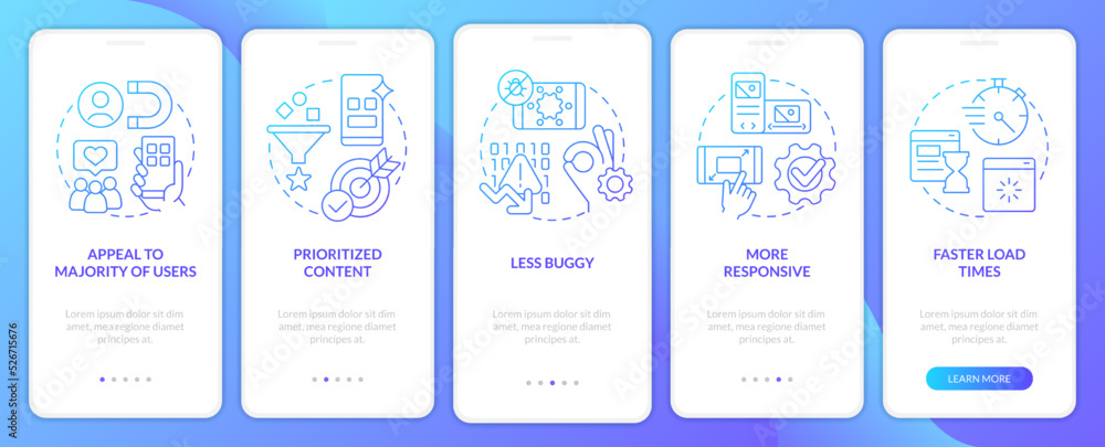 Advantages of mobile first design blue gradient onboarding mobile app ...
