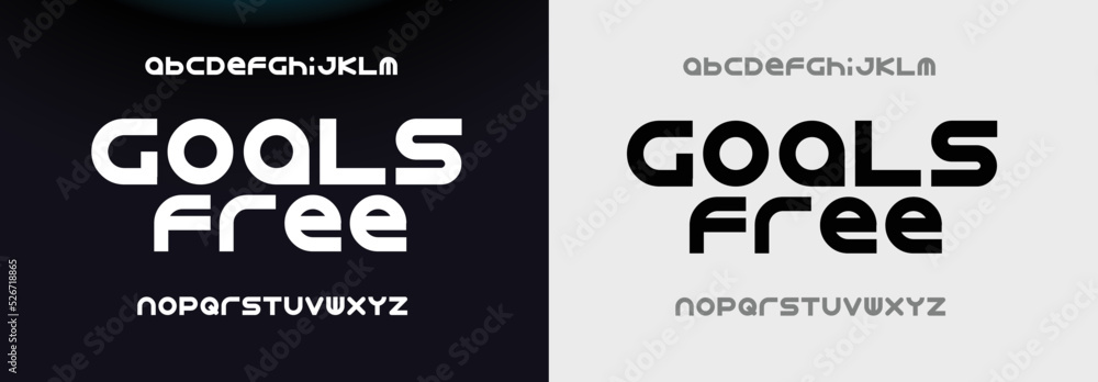 GOALS FREE Minimal urban font. Typography with dot regular and number ...