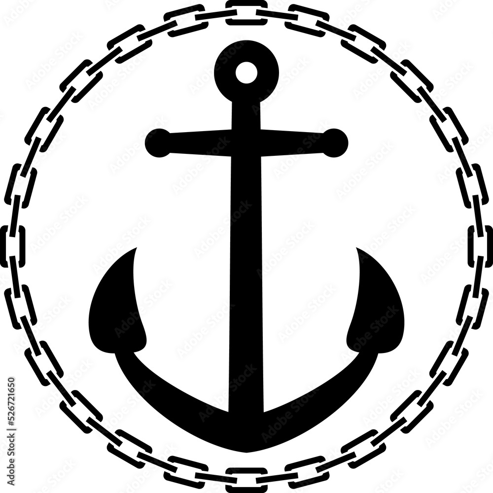 Anchor with chain round (circle) png illustration Stock Illustration ...