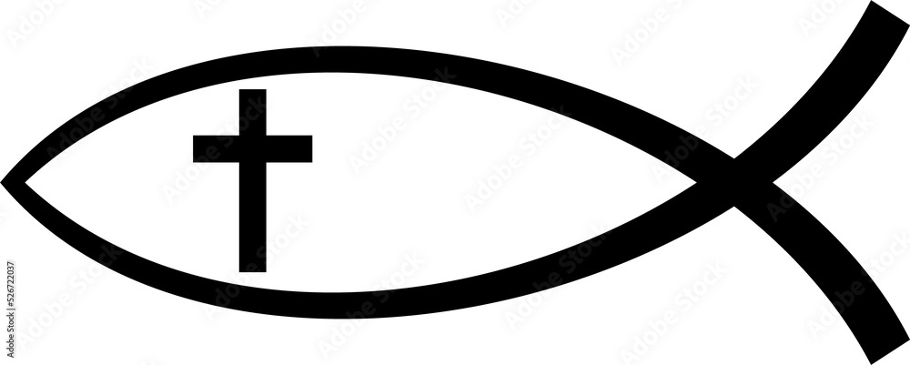 Christian fish symbol with cross png illustration Stock Illustration ...