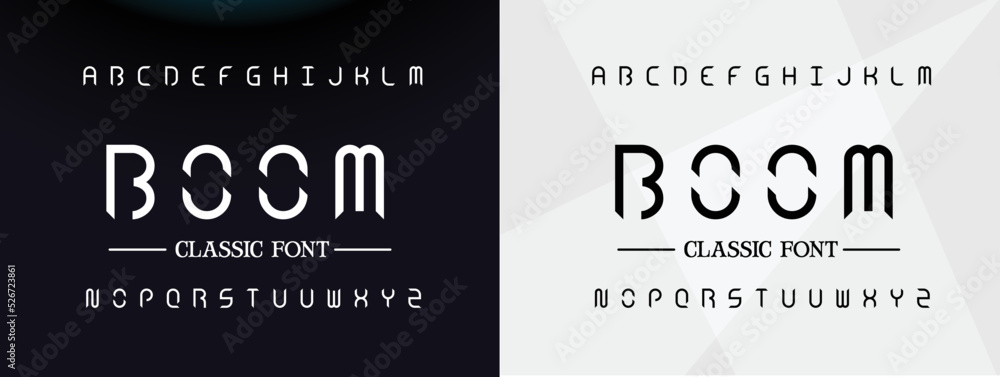 BOOM Sports minimal tech font letter set. Luxury vector typeface for ...
