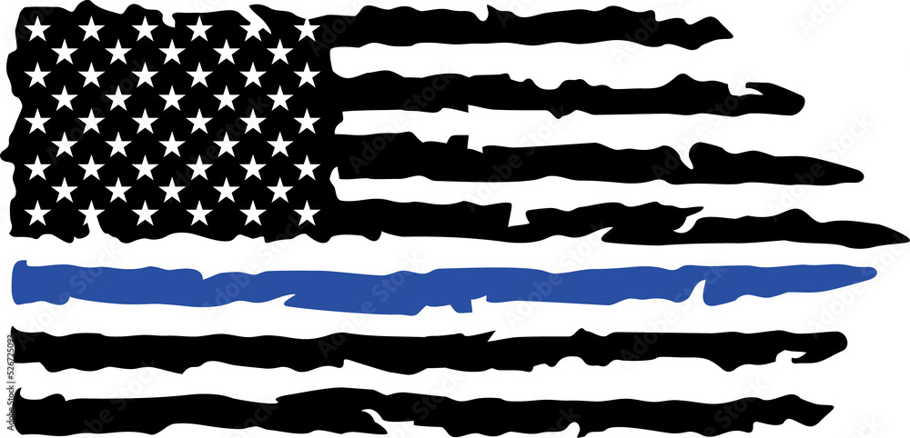 Grunge Thin Blue Line Flag (United States of America - Police Support ...