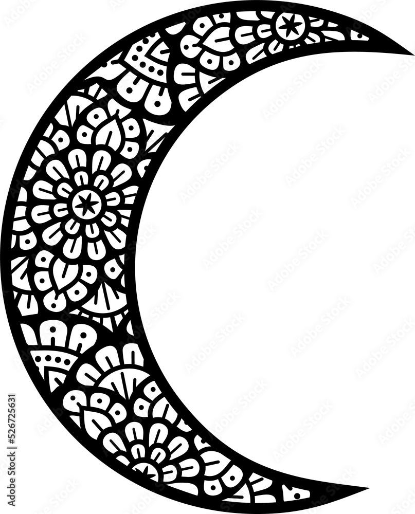Mandala moon png illustration Stock Illustration | Adobe Stock