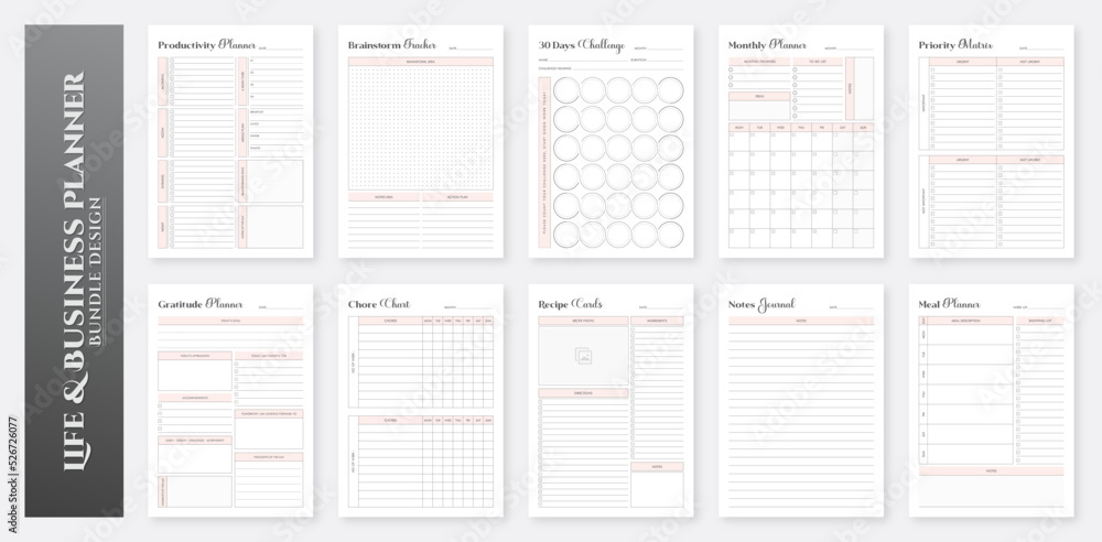 Life & Business Planner Templates Collection. Minimalist Planner Pages ...
