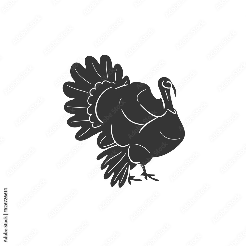 Turkey Icon Silhouette Illustration. Animal Farm Vector Graphic ...