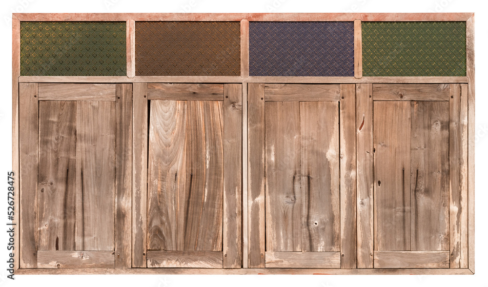 Isolate Background The old wooden window panes decorate the old wall ...