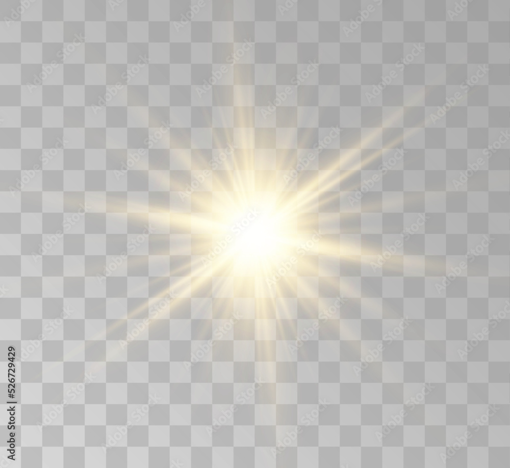 Transparent yellow sunlight special lens flash light effect. Front ...