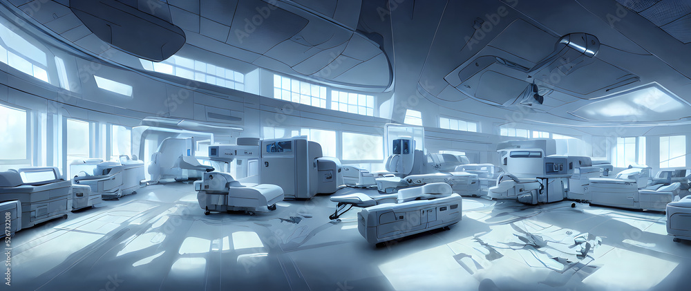 Artistic concept painting of a beautiful sci-fi futuristic hospital ...