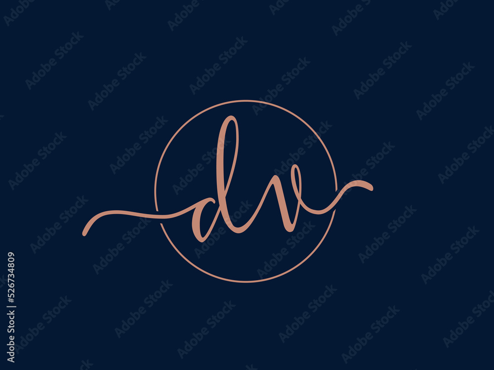DV monogram logo.Calligraphic signature icon.Lowercase letter d, letter ...