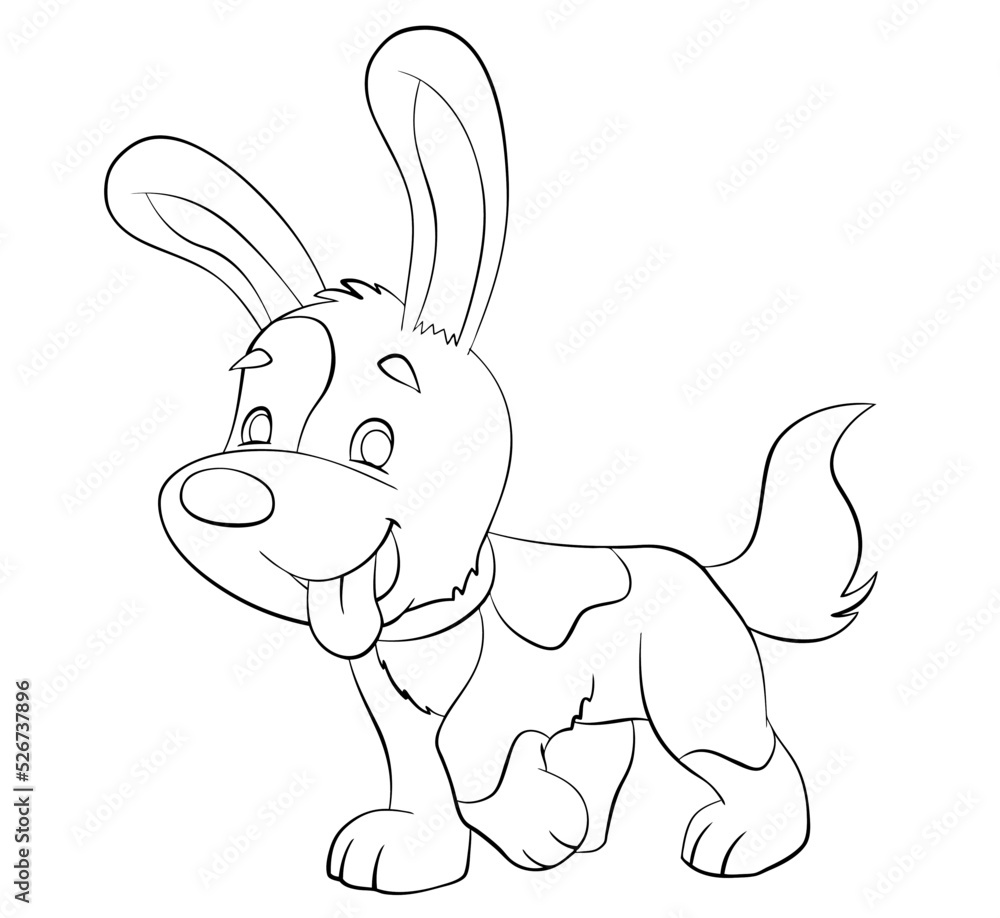 Dog. Element for coloring page. Cartoon style. Stock Vector | Adobe Stock