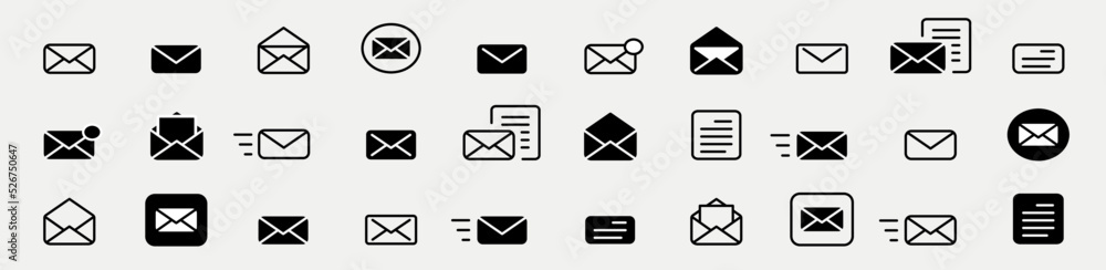 Email icon collection. Mail icon set. Envelope icon. Email sign and ...