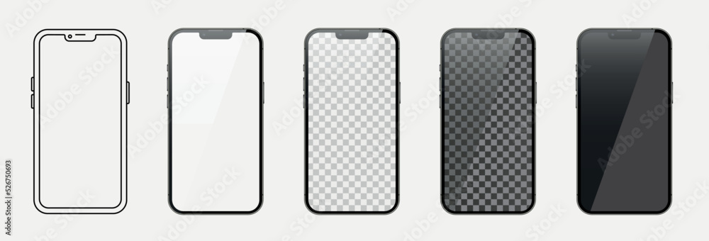 Realistic models smartphone. Mobile phone mockup vector. Perspective ...