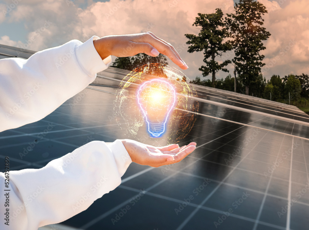 Corporate manager presenting on how to sell electricity from rooftop ...