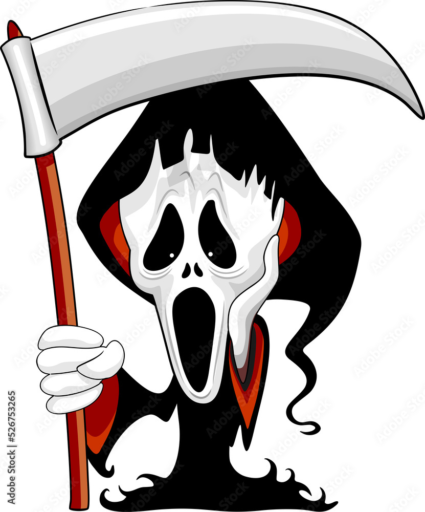 Grim Reaper "The Scream" Parody Cartoon Character with Black Hooded ...
