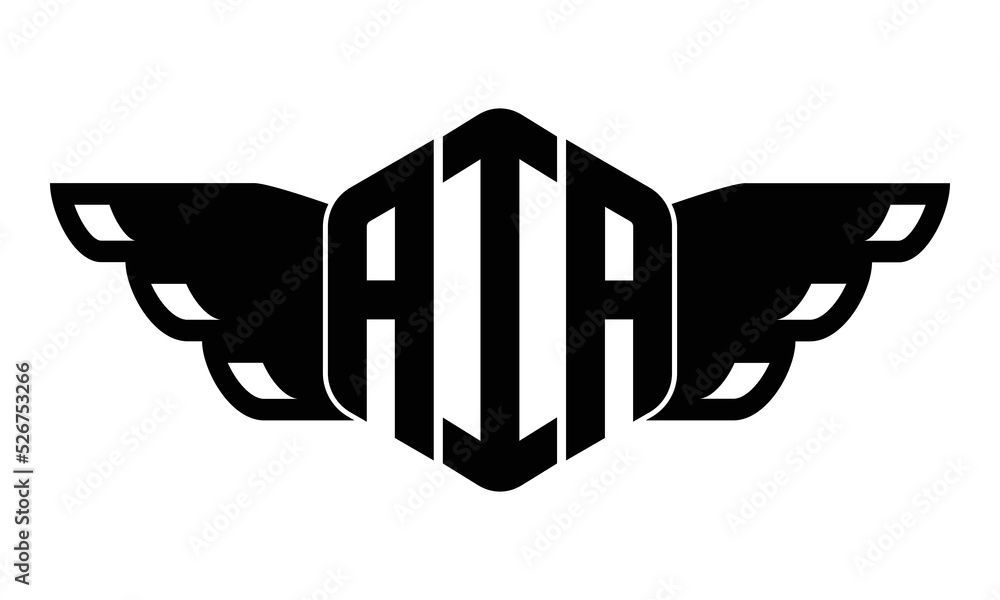 AIA three-letter butterfly iconic logo design vector template | polygon ...