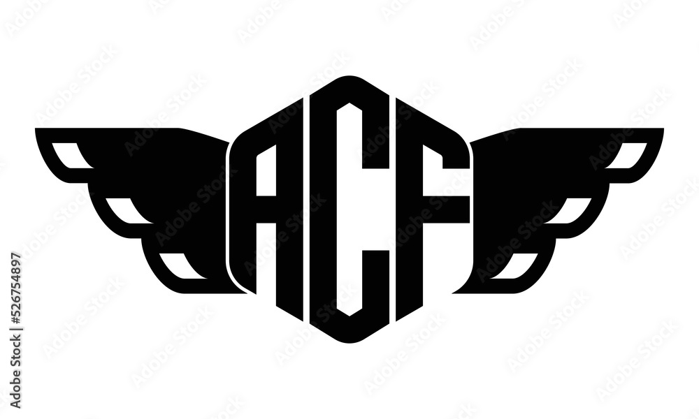 Grafika wektorowa Stock: ACF three-letter butterfly iconic logo design ...