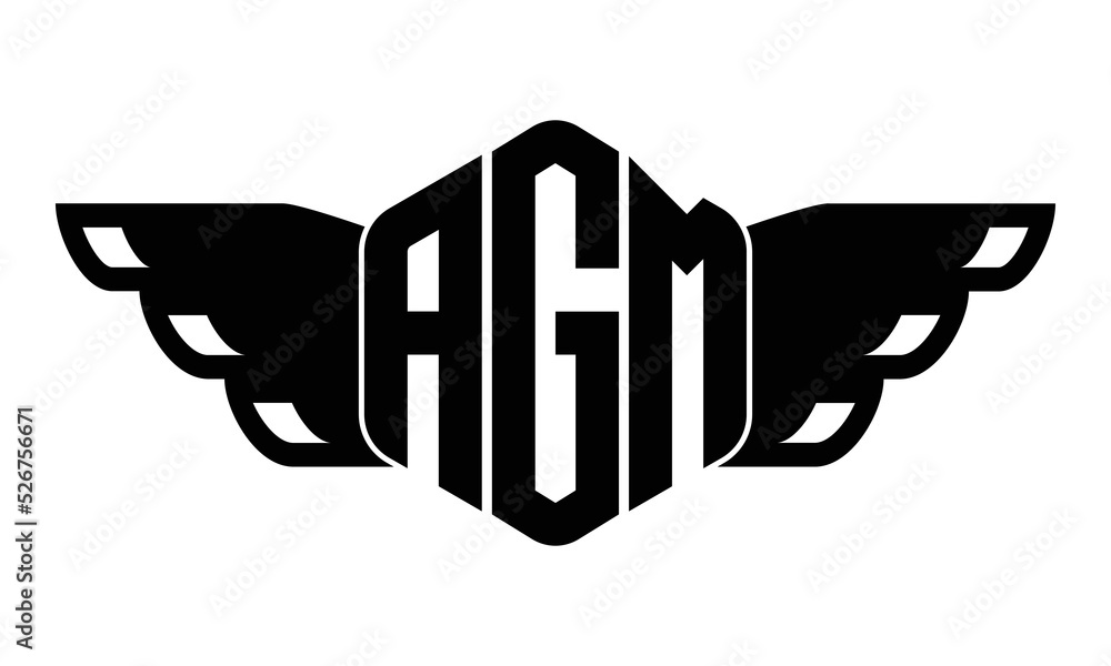 AGM three-letter butterfly iconic logo design vector template | polygon ...
