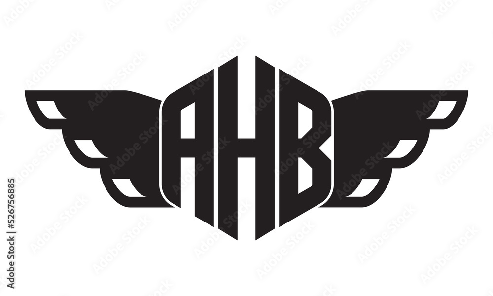 AHB three-letter butterfly iconic logo design vector template | polygon ...
