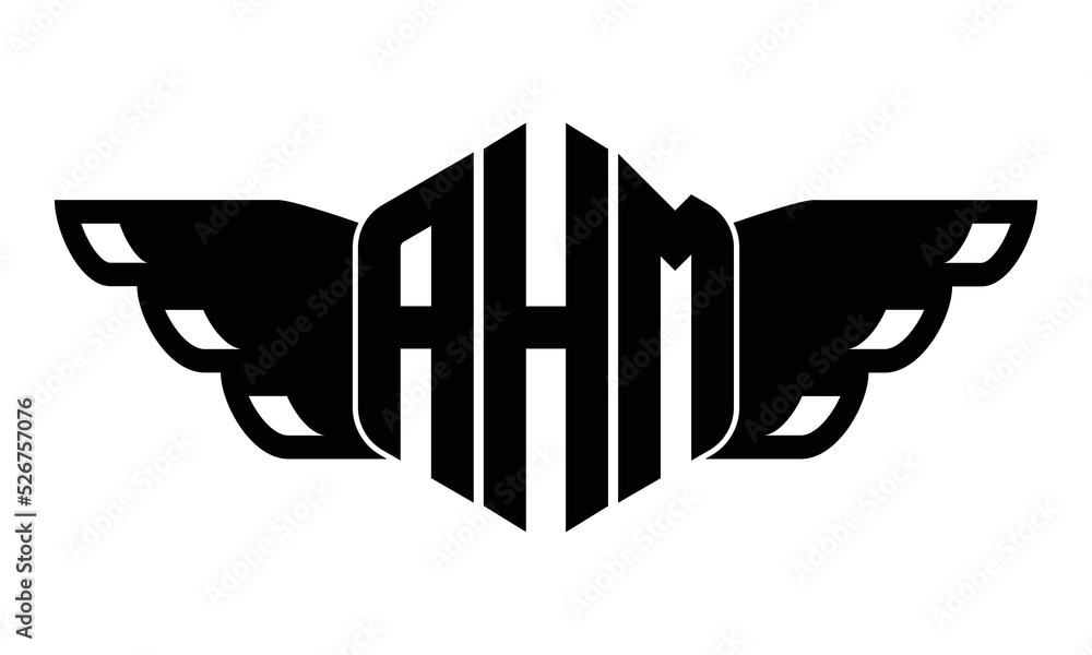 AHM three-letter butterfly iconic logo design vector template | polygon ...