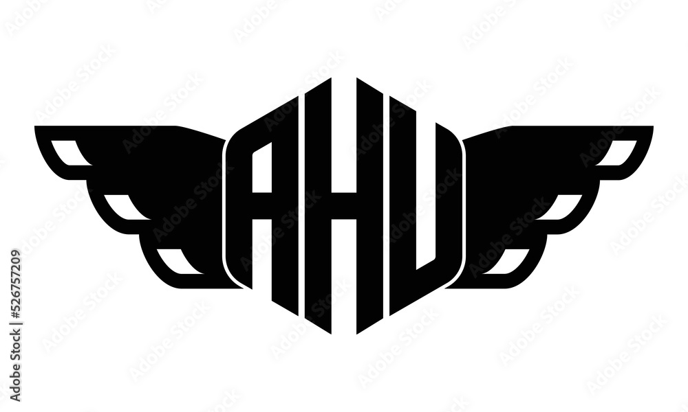 AHU three-letter butterfly iconic logo design vector template | polygon ...