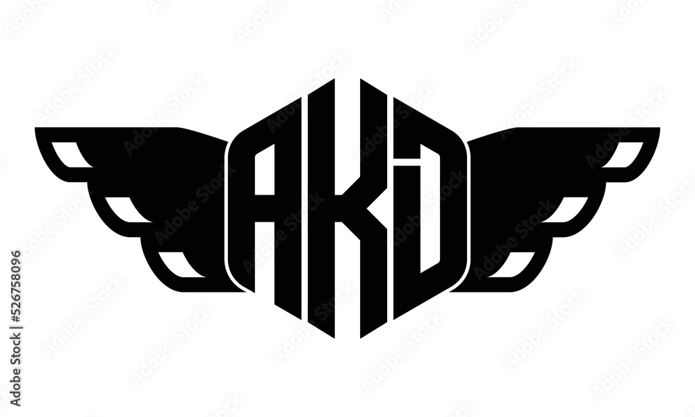 AKD three-letter butterfly iconic logo design vector template | polygon ...