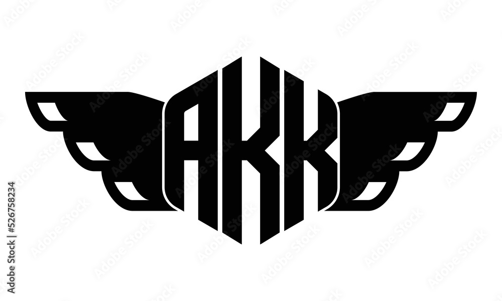 AKK three-letter butterfly iconic logo design vector template | polygon ...