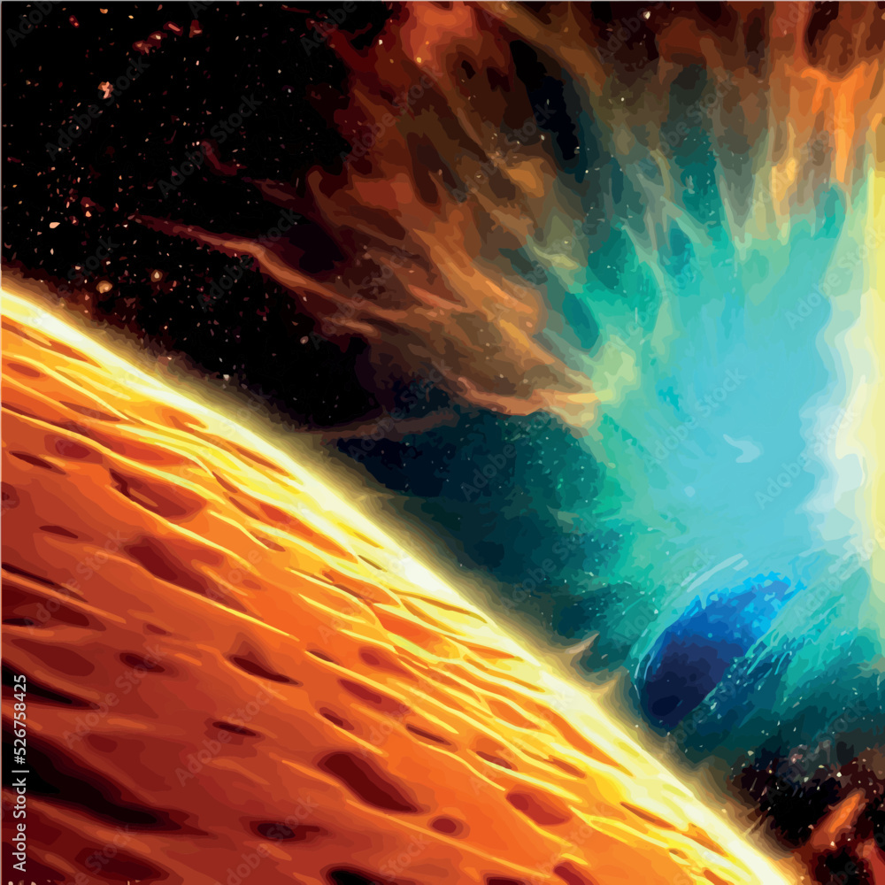 set four square backgrounds. Space background with alien planet ...