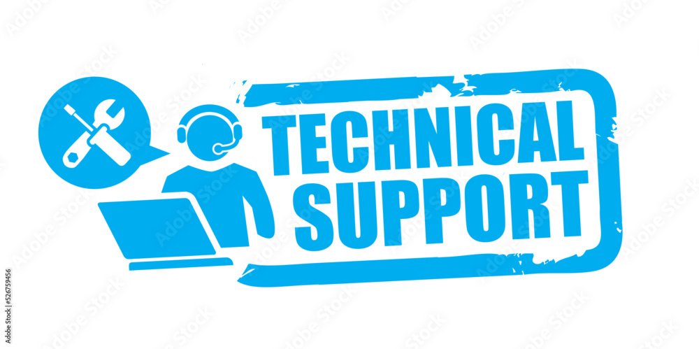 Technical Support Customer Service - vector illustration blue rubber ...